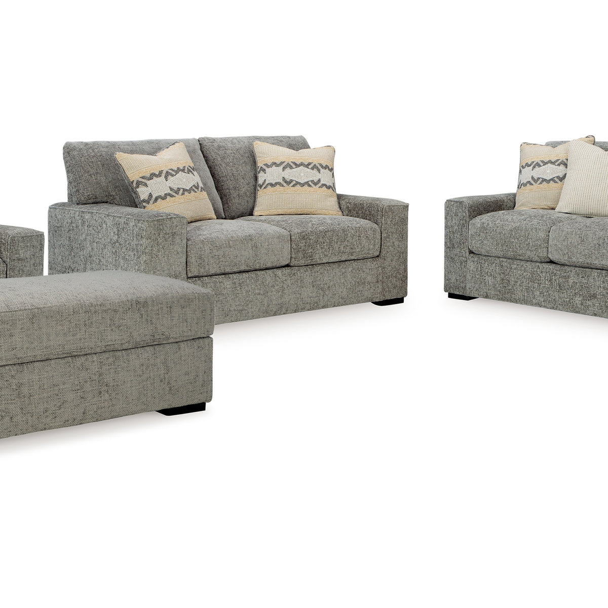 Dunmor Graphite Sofa, Loveseat, Oversized Chair And Ottoman – Redwood ...