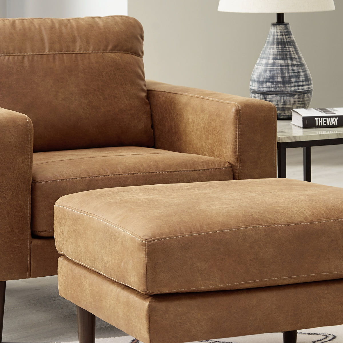 Telora Caramel Chair And Ottoman – Redwood Home Furniture