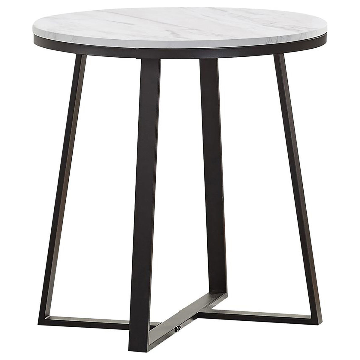 Hugo Metal Base Round End Table White And Matte Black – Redwood Home ...
