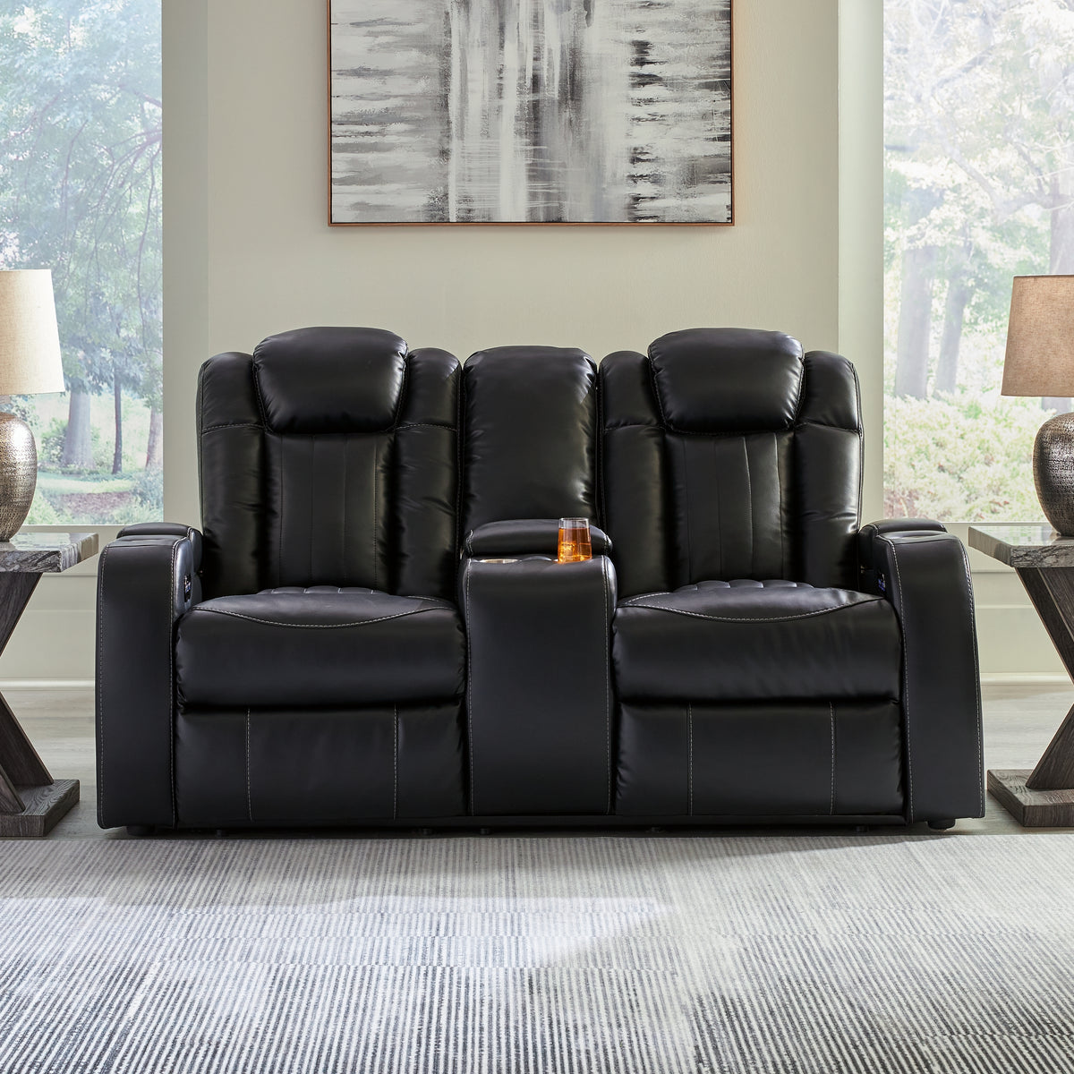 Caveman Midnight Den Power Reclining Loveseat With Console – Redwood ...