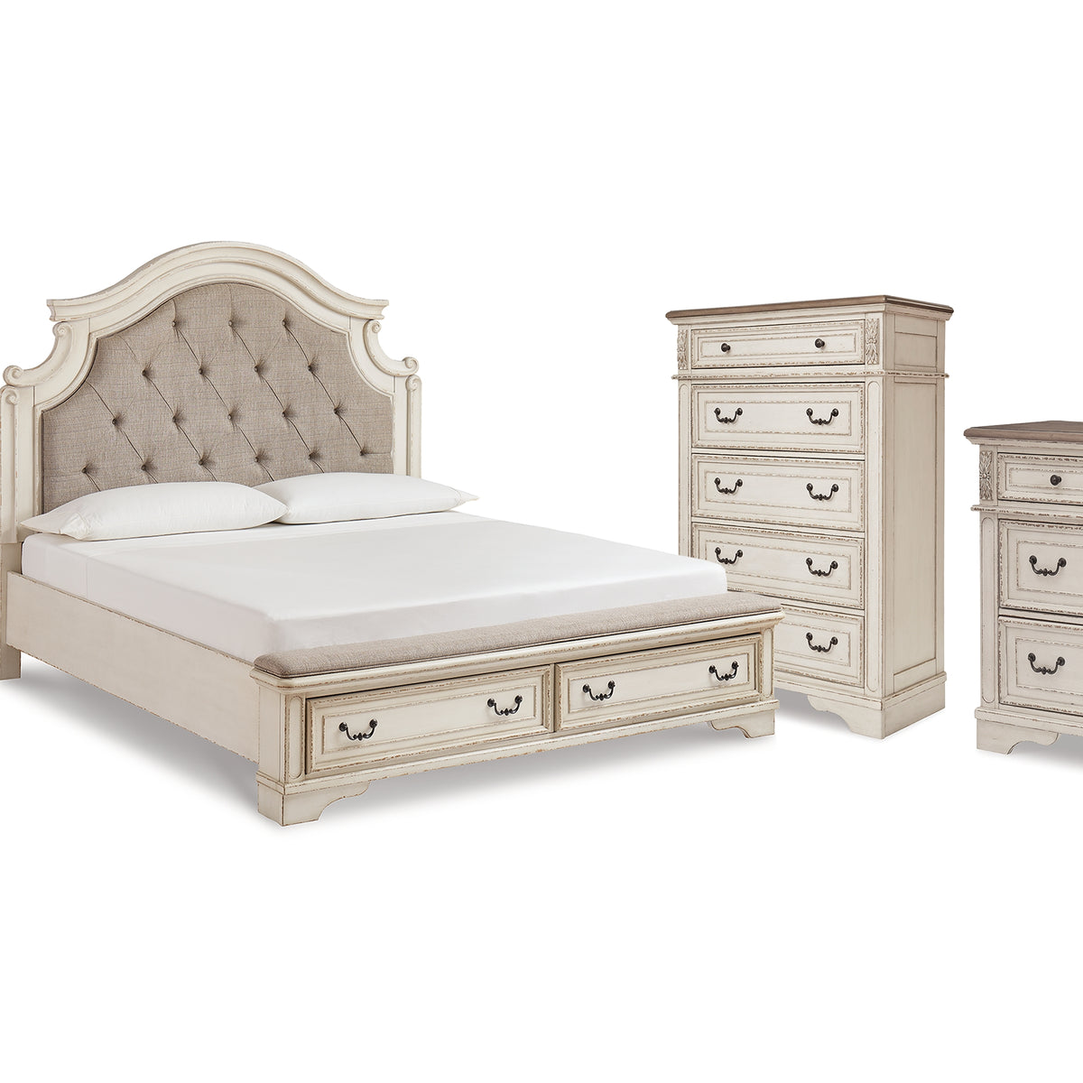 Realyn King Storage Bed, Dresser, Chest And 2 Nightstands – Redwood ...