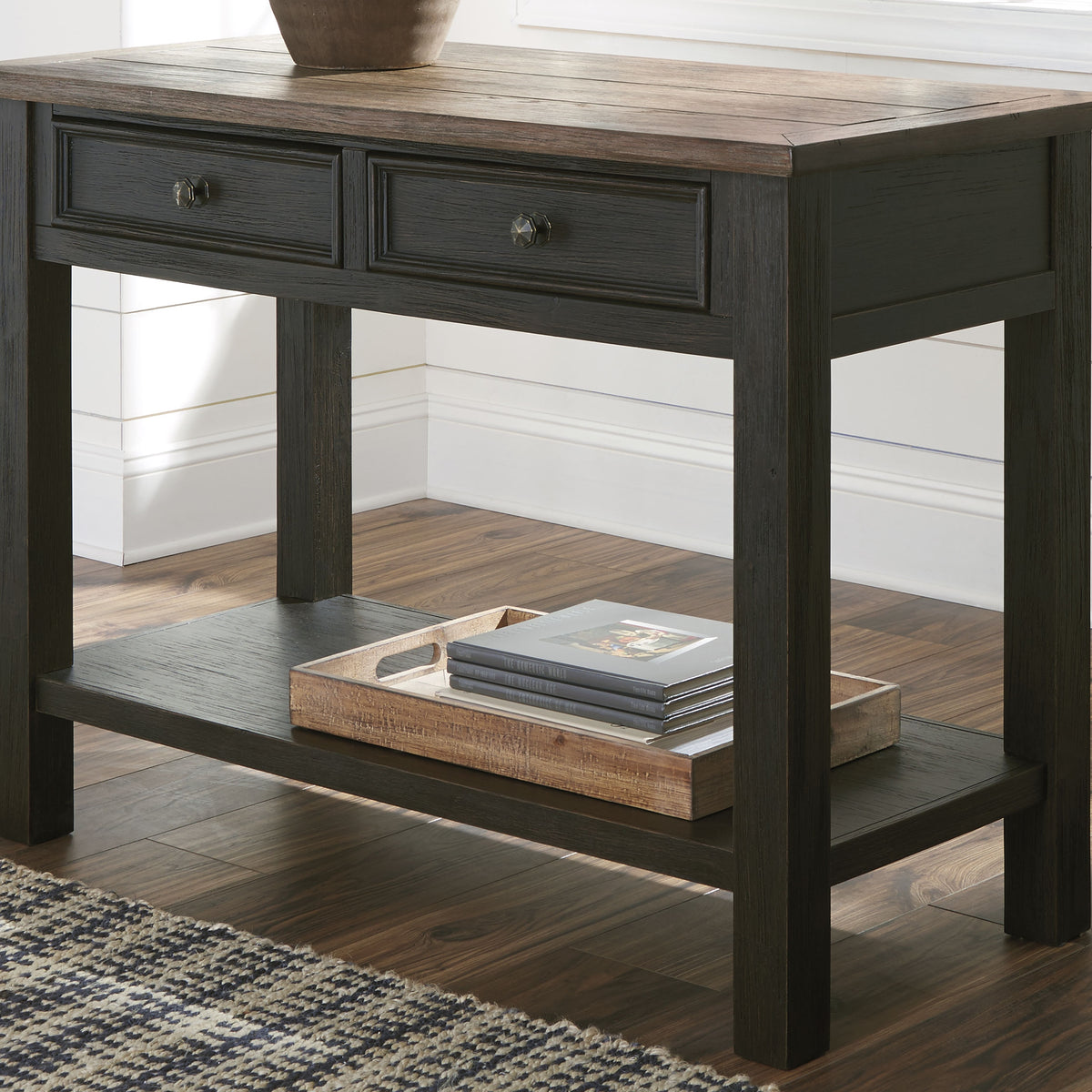Tyler Grayish Brown/Black Creek Sofa/Console Table – Redwood Home Furniture