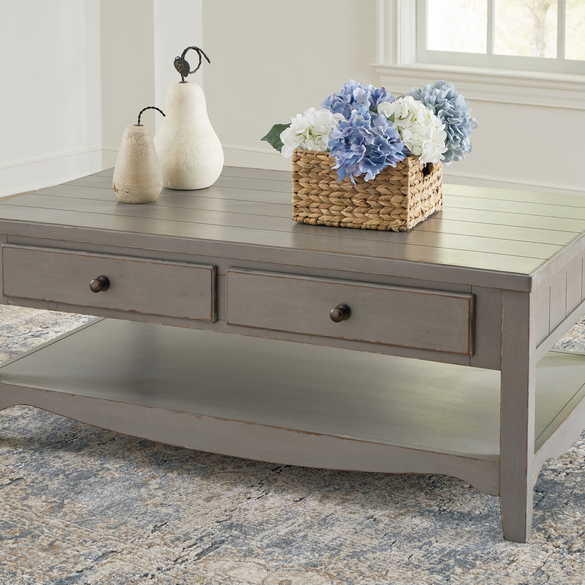 Charina Antique Gray Coffee Table – Redwood Home Furniture