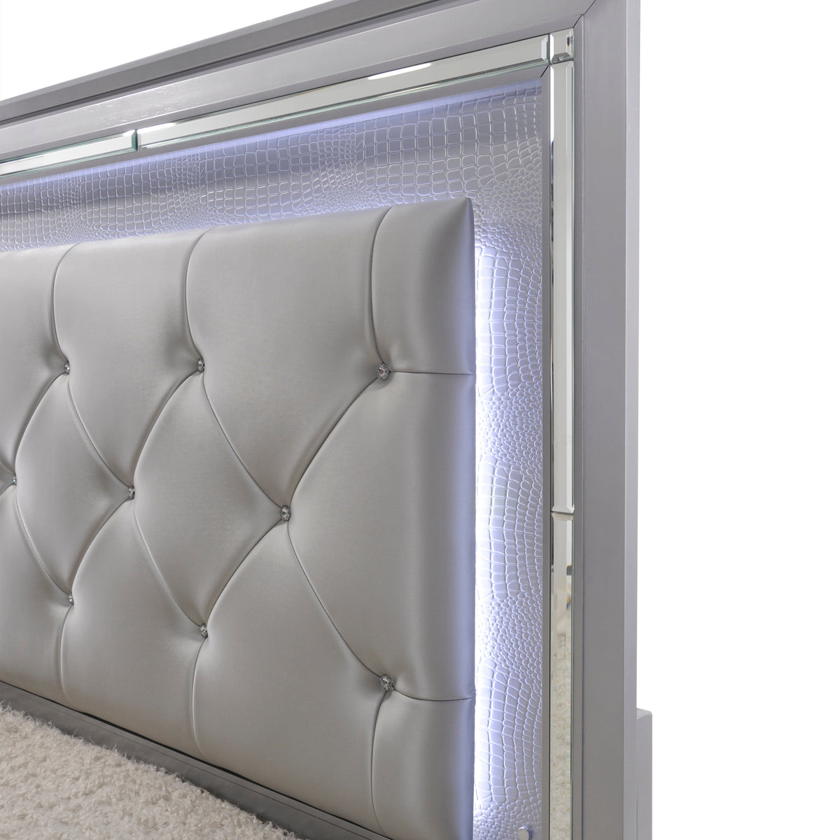 Lillian Silver LED Upholestered Bedroom Set – Redwood Home Furniture