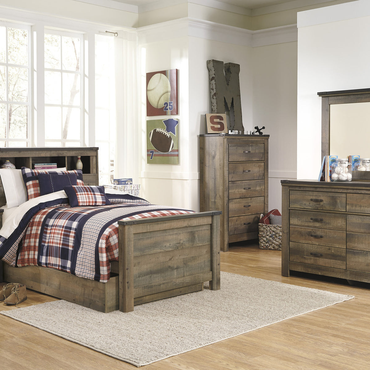 Trinell Brown Youth Storage Bookcase Bedroom Set – Redwood Home Furniture