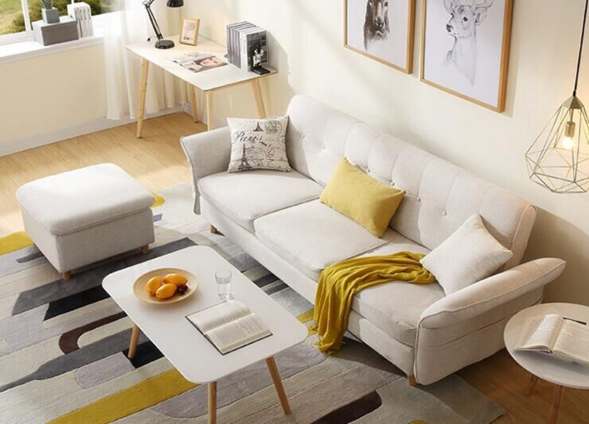 Divani Casa Jeremiah Modern Ivory Fabric Sofabed & Ottoman W/ Storage ...